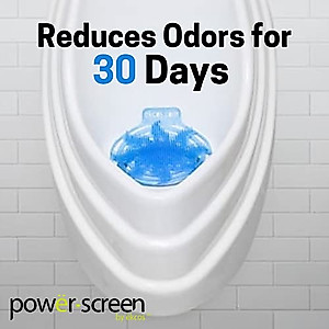 Ekcos Power Screen PWR-3B-10 Diversey 30 Day Premium Anti-Splash Urinal Screen and Deodorizer - Fits Most Top Urinal Brands, 8" x 7" Blue/Fresh (10 Pack)