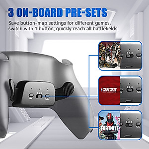 Sehawei PS5 Controller Back Button Attachment with Turbo Function, Back Paddles Kit with Mapping Function for PS5 Controller Model BDM-010 & BDM-020 & BDM-030(without Controller)