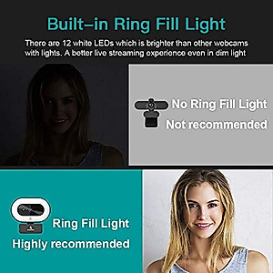 NexiGo StreamCam N930E with Software, 1080P Webcam with Ring Light and Privacy Cover, Auto-Focus, Plug and Play, Web Camera for Online Learning, Zoom Meeting Skype Teams, PC Mac Laptop Desktop