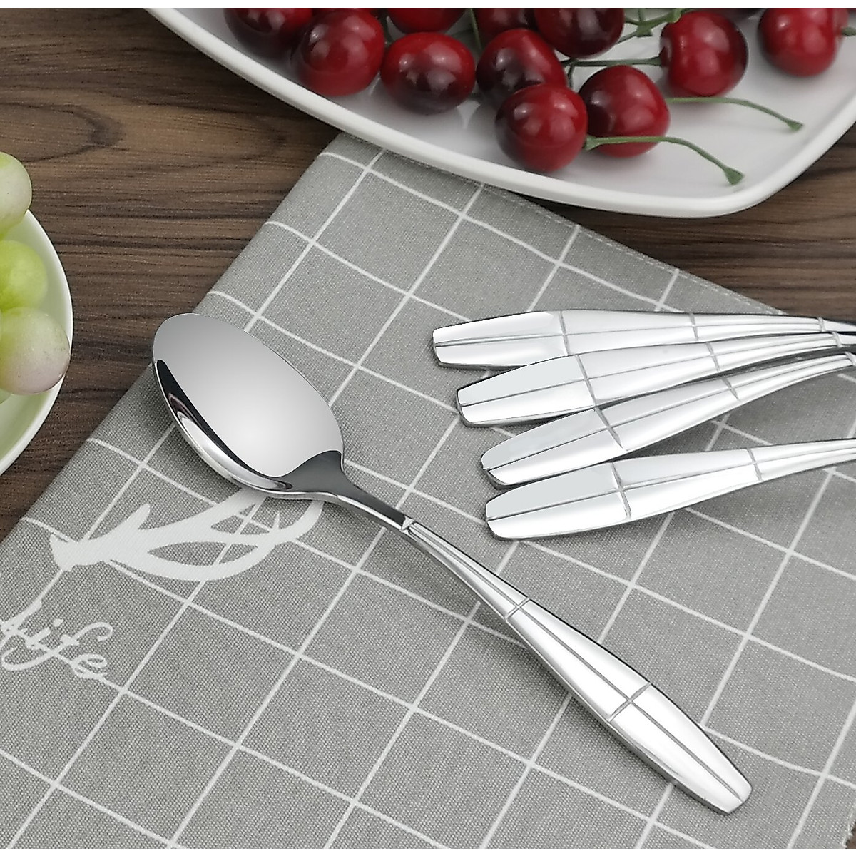 Eagrye Stainless Steel Flatware Dessert Spoons, Set of 12