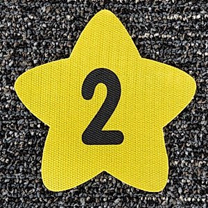 Really Good Stuff Carpet Mark-Its – Numbers 0-25, 5” by 5” (Set of 26) – Star-Shaped Yellow Carpet Spots - Assign Floor Seating, Play Games – Durable, No-Slide Back