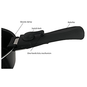 lzteck 2 Sets Removable Handle Black, Twins Pack Detachable Handle, Clip Handle, Universal Detachable Handle, Replacement Handle, Pot Woks Frying Pan Stockpot Handle,Anti-Scalding