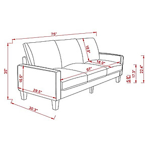 Harper & Bright Designs Modern Upholstered 3-seat Sofa Couch with with Storage Box, Metal Frame and Solid Wood Legs for Living Room Bedroom Office (3 Seat, Dark Grey)