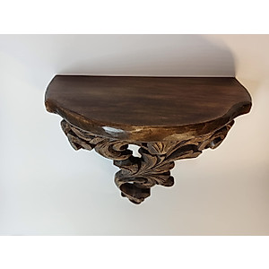mik-Dyzayn Vintage Shelf, Unique Hand Carved Wall Shelf, Carved Wooden Shelf for Icons with Candlestick, Wood Carving Wall Shelf, Wood Shelf, Shelving