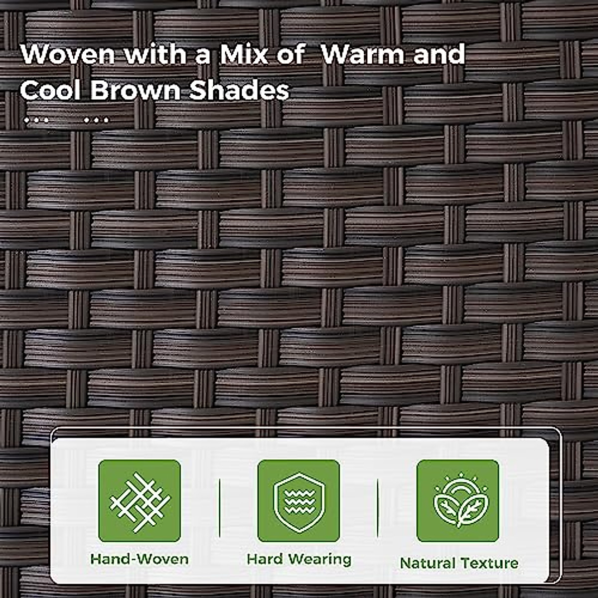 Kiss the Water Outdoor Patio Furniture Sets, 7 Pieces Outdoor Sectional Rattan Sofa Set, Brown PE Wicker Patio Conversation Sets with 10 PCS Lake Blue Washable Cushion and Tempered Glass Table