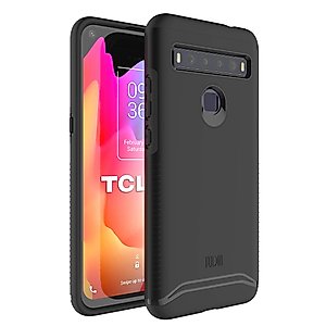 TUDIA DualShield Designed for TCL 10L Case T770B, [Merge] Shockproof Military Grade Tough Dual Layer Hard PC Soft TPU Slim Protective Case - Matte Black