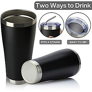 MEWAY 30oz Stainless Steel Tumblers,Vacuum Insulated Cups Double Wall Large Tumbler with Lid,Durable Powder Coated Thermos Coffee Mugs for Ice and Hot Drink (Black,1)