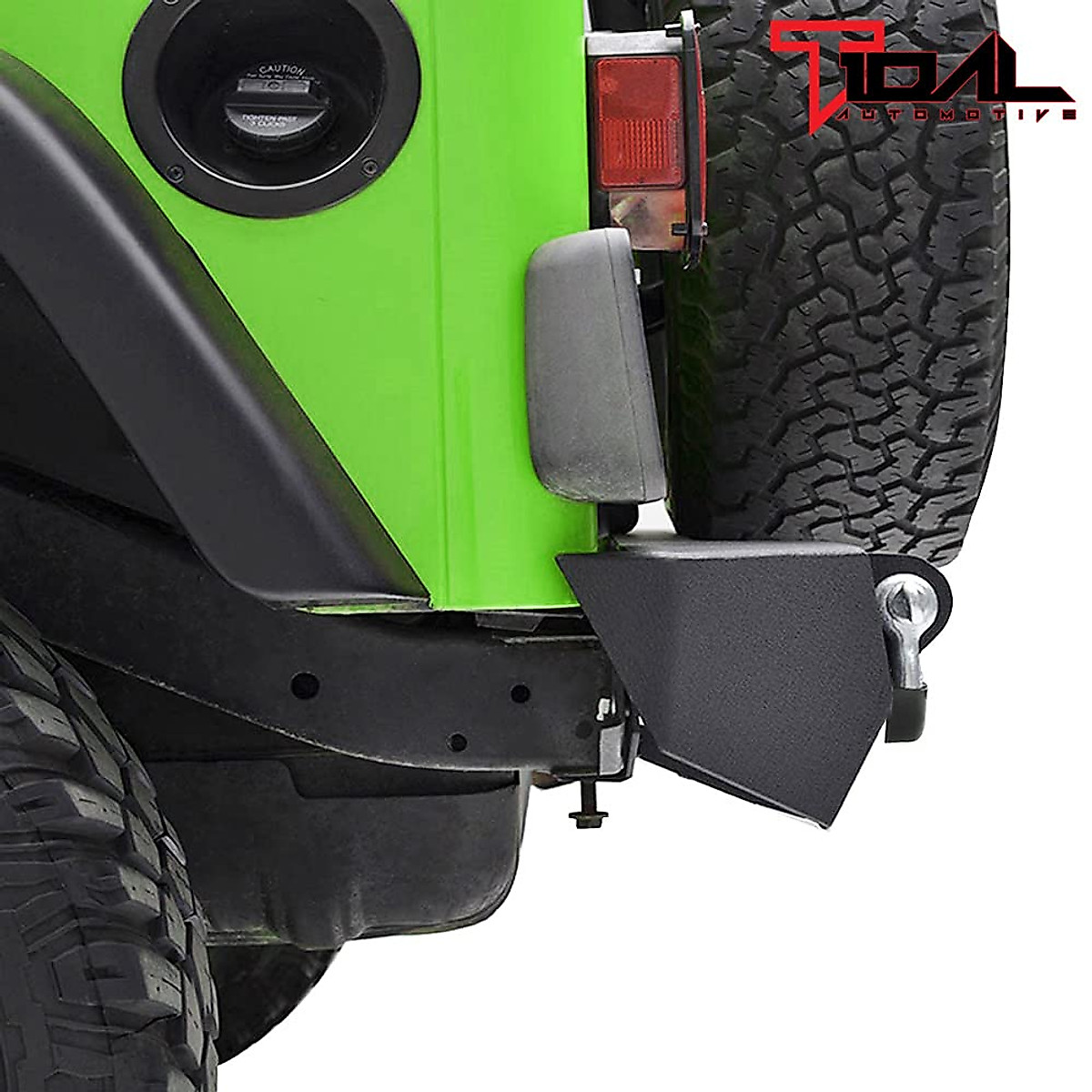 EAG Rear Bumper With 2" Hitch Receiver & 2 D-ring Black Textured Off Road for 87-06 Jeep Wrangler TJ YJ