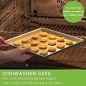 Baking Pans Sheet, 3 Piece Large Cookie Sheets Stainless Steel Baking Pan for Toaster Oven, Umite Chef Non Toxic Tray Pan, Mirror Finish, Easy Clean, Dishwasher Safe, 10 x 8 x 1 inch
