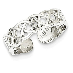 IceCarats 14K White Gold Adjustable Toe Ring Open Midi Band Summer Beach Jewelry