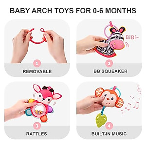 Koty Baby Stroller Arch Toy - Car Seat Toys for babies 0-6 months,Activity Arch toy with Play Accessories, Sensory Travel Crib Bouncer Bassinet Toys for Toddler Boy Girl 0 3 6 9 12 24 Months
