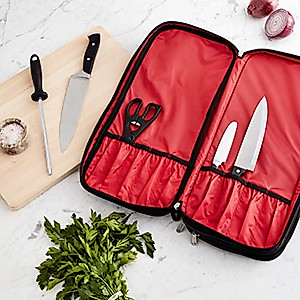 Mercer Culinary Double-Zip 17-Pocket Knife Case,Black