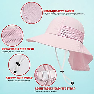 2-Pack Toddler Baby Sun Hat Summer UPF 50+ Protection for Boys Girls Kids Adjustable Beach Hats with Bucket Wide Brim Age 1-7 Years Outdoor(Medium,Pink + White)