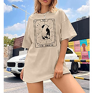 Bride Shirt Womens Oversized T Shirts Bachelorette Party Shirts Bachelorette Gifts for Bride Casual Short Sleeve Oversized Tops Khaki