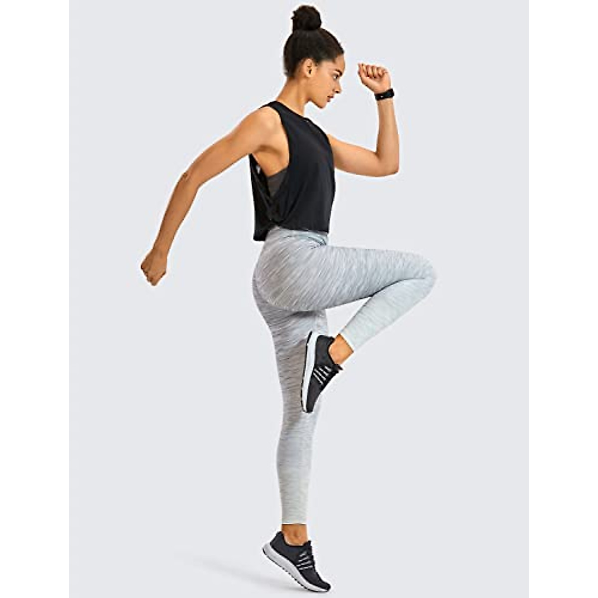 CRZ YOGA Pima Cotton Cropped Tank Tops for Women - Sleeveless Sports Shirts Athletic Yoga Running Gym Workout Crop Tops Deep Armhole-Black Small