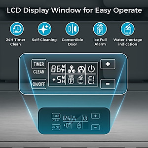 COWSAR Commercial Ice Maker Machine, Nugget Ice, 66lbs/24H Stainless Steel Under Counter Ice Maker, Self-Clean&24H Timer, Commercial Nugget Ice Machine with LCD Display, Ideal for Bar/Cafe/Restaurant