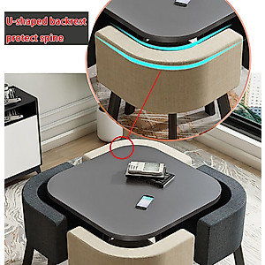 Dining Table Set Table Imitation Marble Top Dining Room Table Set for Small Spaces, Kitchen Table and Chairs for 4, Dining Set w/ 4 Chairs, Padded Seats & Backrests, Wooden Frame ( Color : Gray round