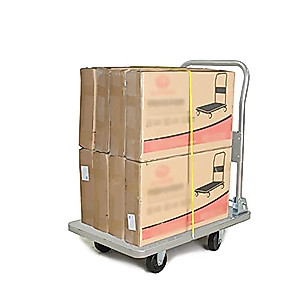 Generic Platform Trucks Steel Platform Truck Heavy Duty Small Flat 4-Wheel Trolley with Foldable Handle High Load Capacity for Household Daily Moving Platform Cart, 660lbs