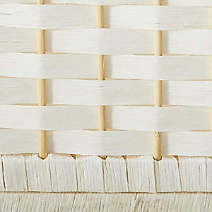 Oriental Furniture 46" Natural Fiber Chest of Drawers on Wheels - White