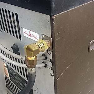 MENSI Propane Gas Water Oil 90 Degree Elbow Connector Coupling Fittings For BBQ Grills, Olympian Wave Heater Replacement For Camco 57633 (3/8" female swivel flare x 3/8" male flare)