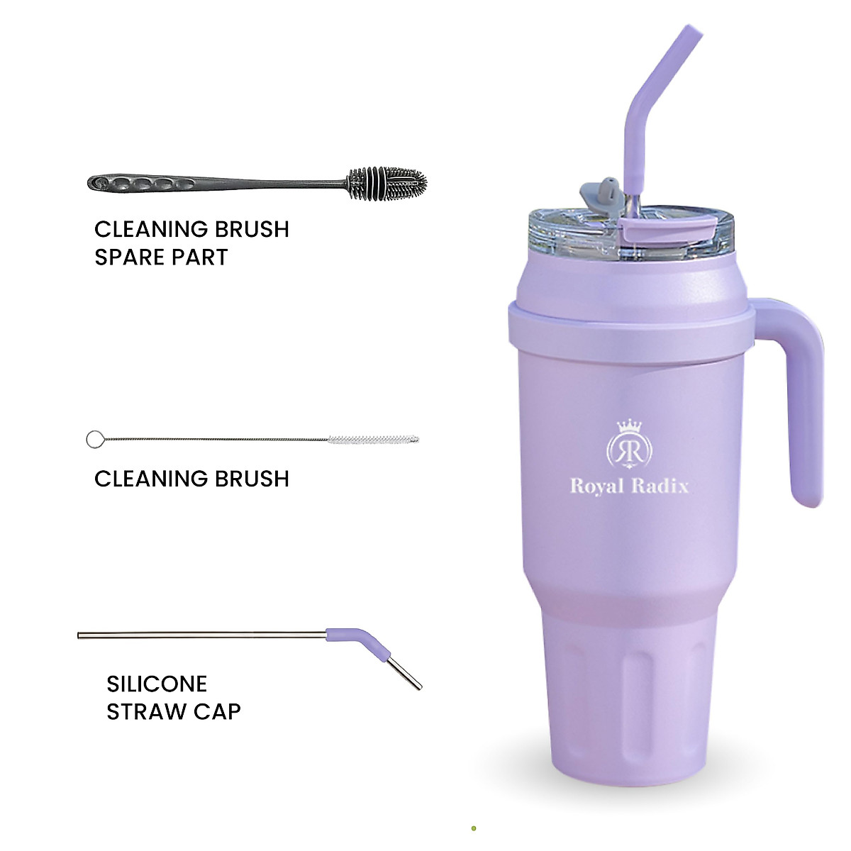 Royal Radix 50 oz Tumbler with Handle, 2 in1 Straw and Lid, Stainless Steel,Traveling Mug, maintain Cold for 24 Hours Hot 12H, Leakproof and Dishwasher Safe