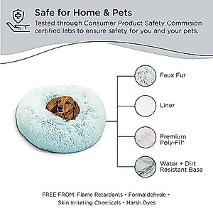 Best Friends by Sheri The Original Calming Donut Cat and Dog Bed in Shag Fur Baby Blue, Small 23x23