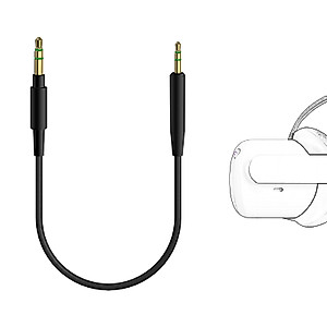 Geekria VR Short Audio Cable Compatible with Oculus Quest 2, HTC Virtual Reality Headset, 3.5mm Male to 2.5mm Male Cord, Replacement Cable for VR Headphones (1ft / 25cm)