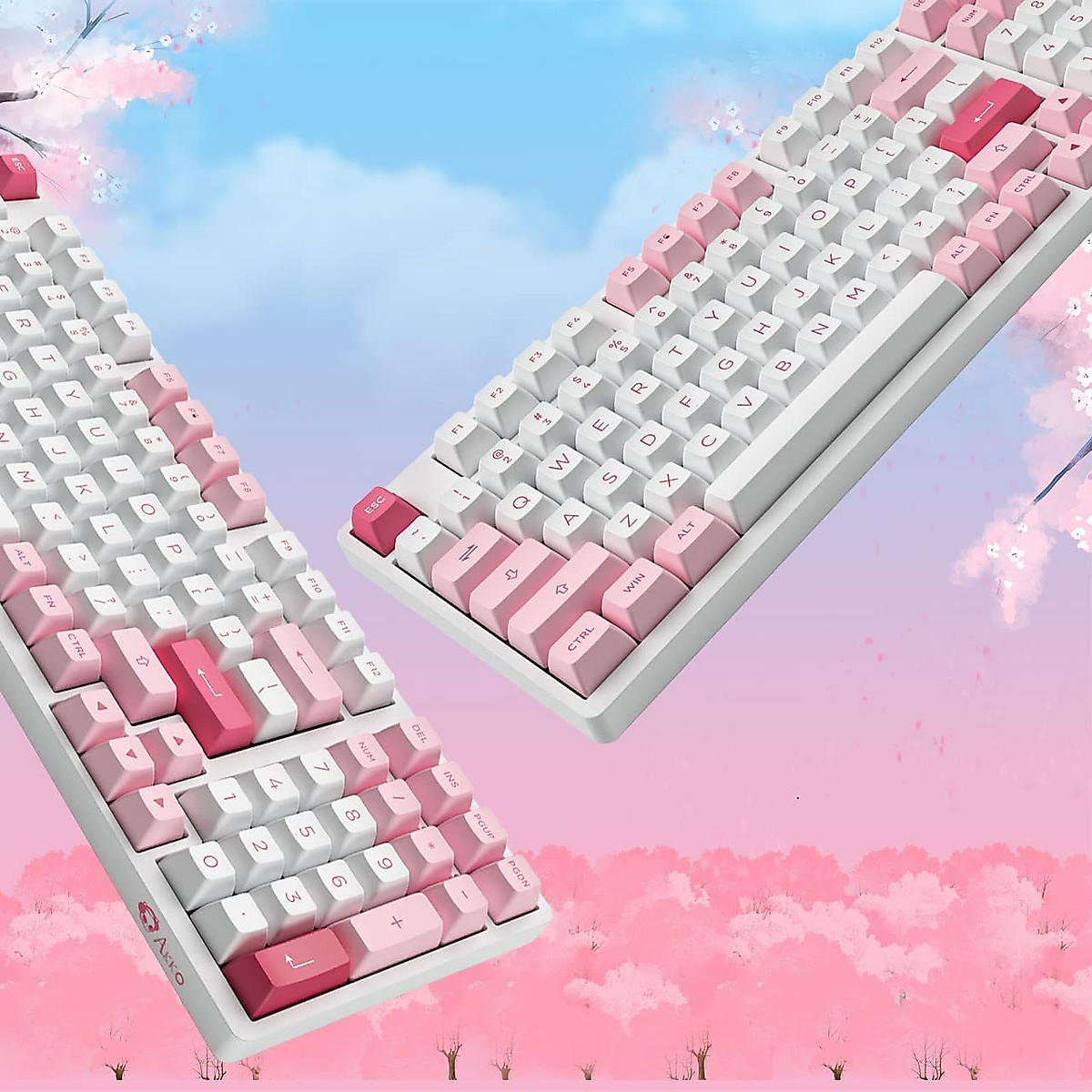 Akko Prunus Lannesiana 3098 98-Key RGB Hot-swappable Mechanical Gaming Keyboard, 2.4G Wireless/Bluetooth/Wired with PBT Double-Shot Keycaps for Mac & Win (3098B, Jelly Blue Switches)