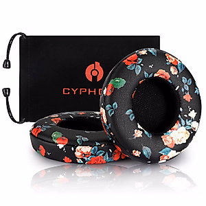 Replacement Earpad Cover, Ear Cushion Pads Compatible with Solo 2.0 3.0 On Ear Headphpnes 1 Pair (Black Floral)