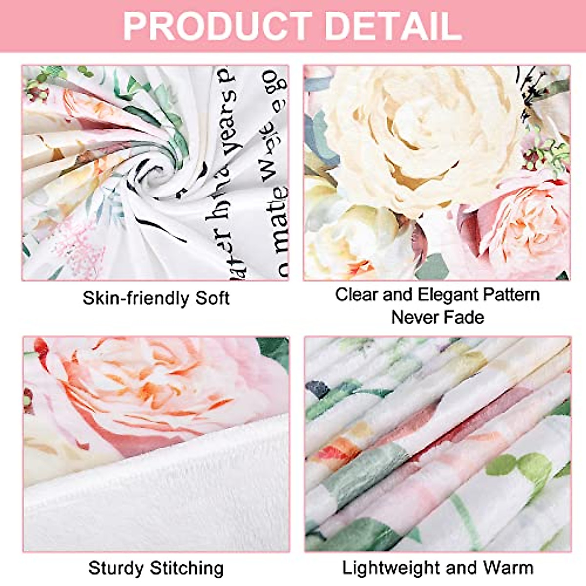 Mom Gifts from Daughter, Mothers Gift Blanket, Mom Birthday Gifts from Daughter, 60" X 50" Pink Soft Flower Blanket for Mom, I Love You Mom Blanket from Son