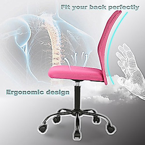 BestMassage Office Chair Desk Chair Mesh Computer Chair with Lumbar Support Armless Swivel Rolling Executive Chair for Back Pain,Pink 4 Pack
