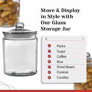 3 Pc 30oz Clear Glass Storage Jar with Lids - Airtight Food Jars - Glass Kitchen Containers for Pantry, Countertop