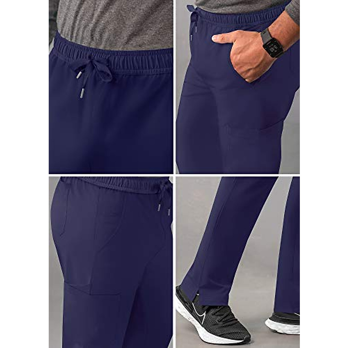 Adar Addition Scrubs for Men - Slim Leg Cargo Drawstring Scrub Pants - A6106 - Navy - M