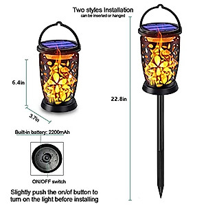 Ambaret Solar Lantern Dancing Outdoor Lights Garden Hanging Lantern, Flame Decorative Lighting ,Solar Powered Waterproof Flame Candle Mission Lights for Table,Outdoor, Party, Patio,Trees, 2 Pack