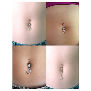 Vsnnsns 14G Belly Button Rings Belly Rings for Women Stainless Steel Butterfly Belly Piercing Jewelry Surgical Steel Dangle Belly Button Rings Curved Navel Ring Barbell Body Jewelry Piercing Rainbow