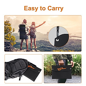 POWSTREAM 30W Portable Foldable Solar Panel with QC3.0 USB Ports & Changeable 10-in-1 DC Head for Power Station Generator Cell Phone iPad Laptop Outdoor Camping RV Trip Home Energy Conservation