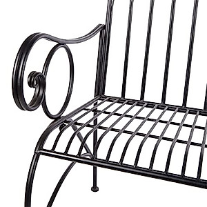 Alpine Corporation Alpine 44" L Indoor/Outdoor 2-Person Classic Metal Garden, Black Bench