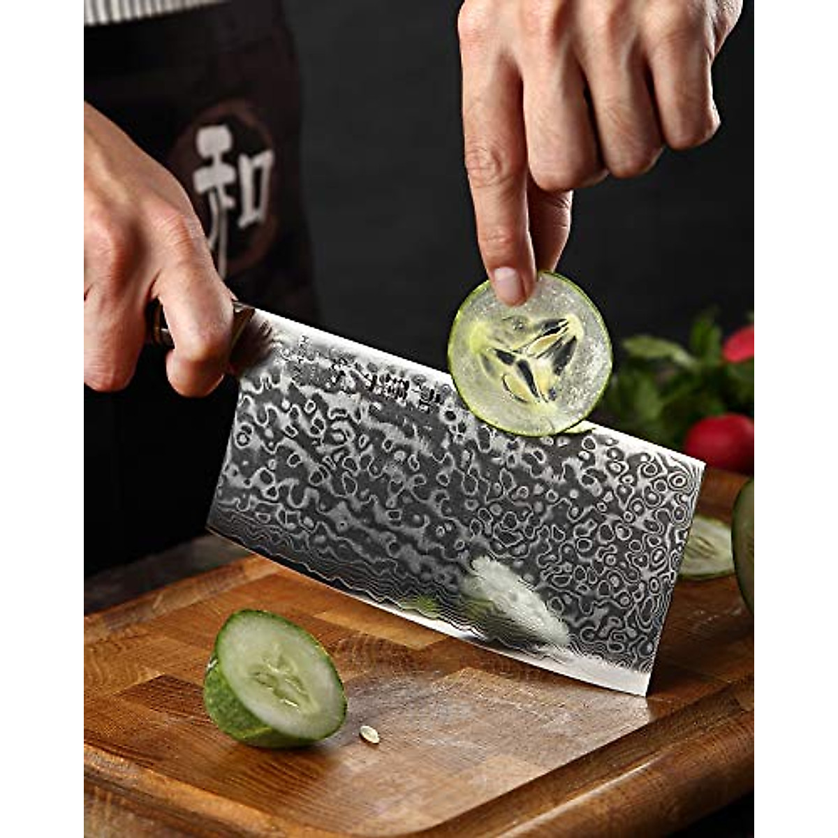 HEZHEN Meat Cleaver Butcher Knife Kitchen Vegetable Cleaver Chinese Chef Cooking Knife 6.8 Inch 67-Layer Damascus Steel Forged Sharp Utility Mincer Knife-Non-Slip Wooden Handle + Gift Box