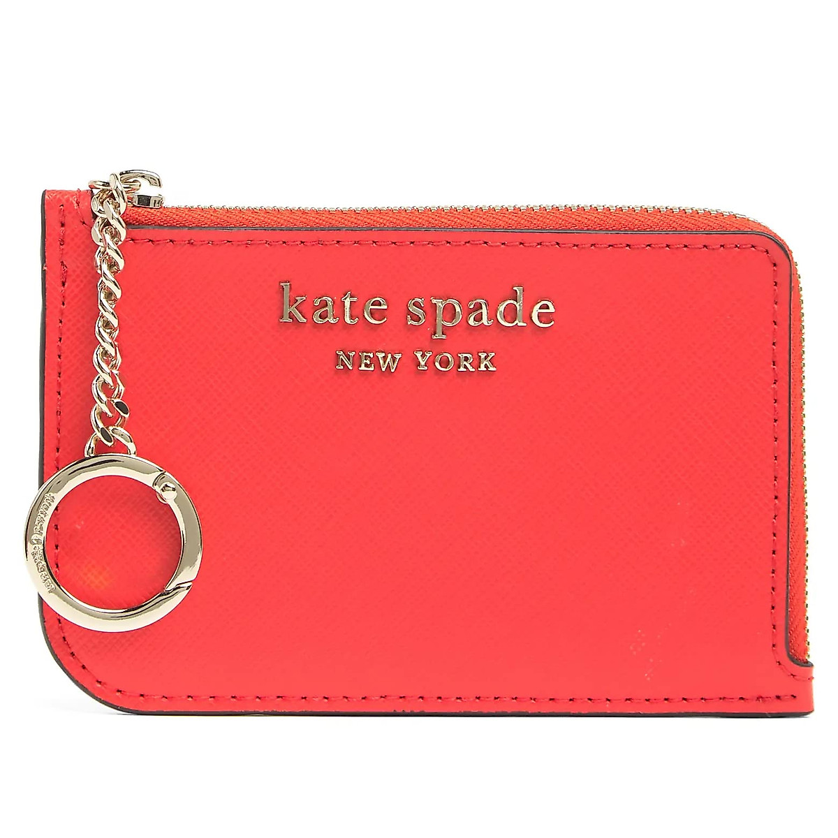 Kate Spade New York womens unisex Leather Medium L-Zip Card Holder Keychain, Gazpacho