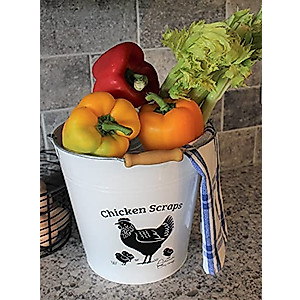 Chicken Scraps Bucket to collect your leftover food to feed your hens, roosters, feathered ladies, chicken friends chicks, free-ranged chickens, roos, or whatever you call your chickens (Chicken)