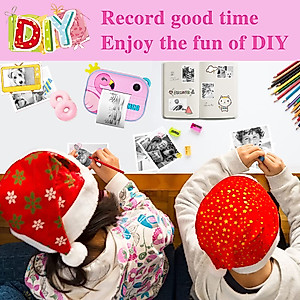 Instant Print Camera for Kids with 12 Rolls Refill Paper, Digital Camera for Girls Christmas Birthday Gifts, Purple Instant Camera for Toddler Children, Photo Toy Camera, 32G SD Card