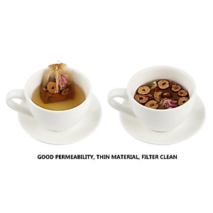 300PCS Tea Filter Bags , Disposable Paper Tea Bag with Drawstring Safe Strong Penetration Unbleached Paper for Loose Leaf Tea and Coffee（5x6CM)