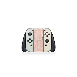 Tacky Design Retro Pastel Skin Compatible with Nintendo Switch Skin Wrap Cover, Fabric Texture Color Blocking for Nintendo Switch Stickers, Premium Vinyl 3M Full Wrap Decal.