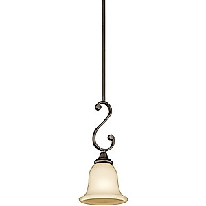 Kichler 43162OZ Monroe 1 Mini-Pendant with Light Umber Etched Glass, Olde Bronze Finish