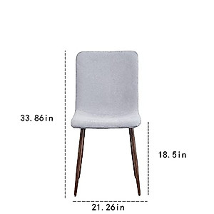 Merax Modern Dining Living Room Chairs, Including Black Metal Legs and Cloth Cushions for Kitchen Bedroom, Gray Set of 4