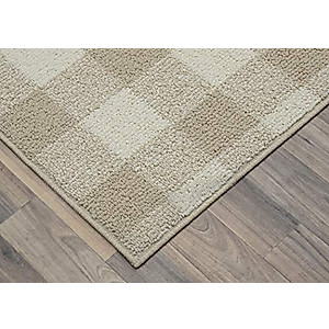 Garland Rug Country Living Buffalo Plaid Area Rug, 5-Feet by 7-Feet, Tan/Ivory