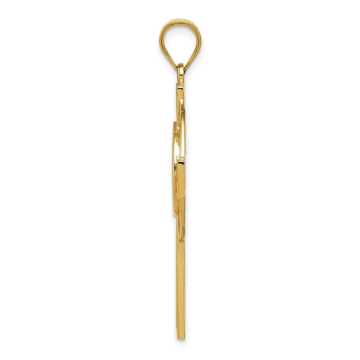 Solid 14k Yellow Gold Celtic Irish Claddagh Cross Pendant Charm - 40mm x 22mm