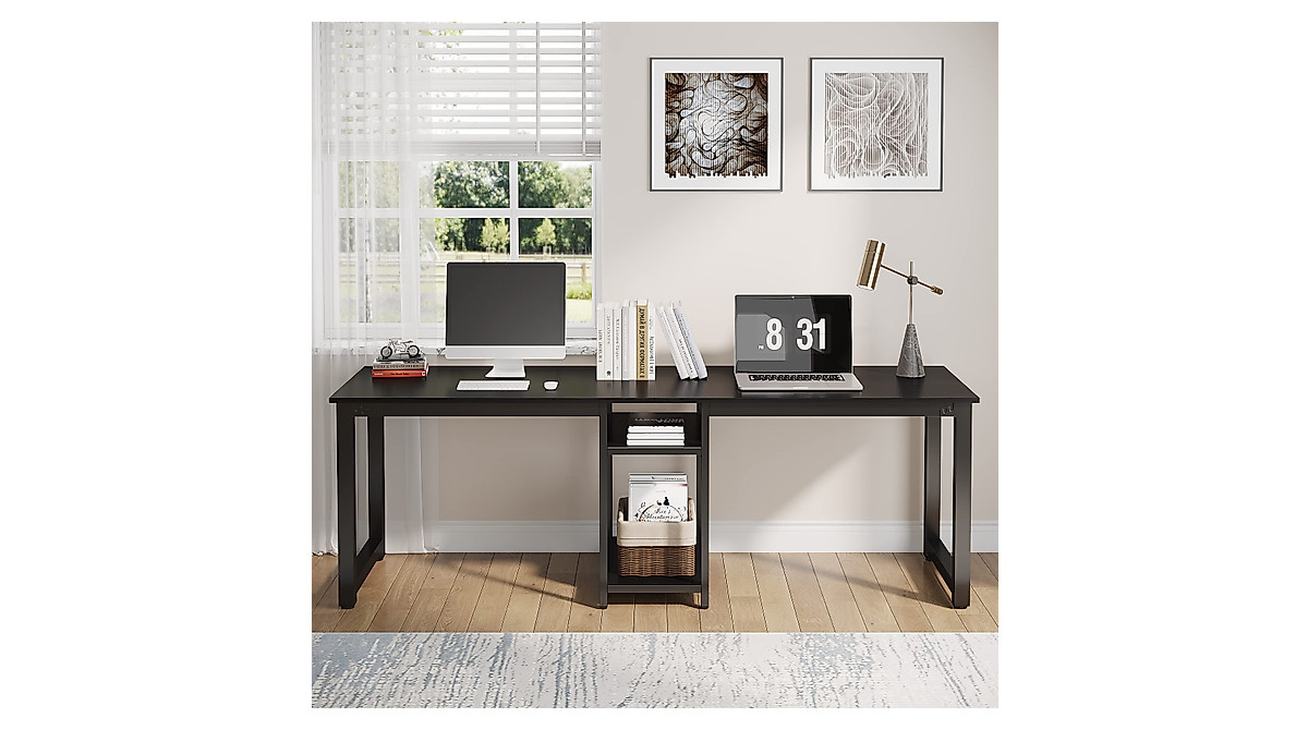 Tribesigns 78" Extra Large Two Person Desk w/ Shelf