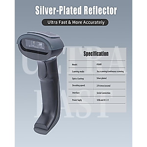 Perfiware HS1000 Barcode Scanner for Cash Register with 𝐒𝐞𝐫𝐢𝐚𝐥 𝐂𝐨𝐧𝐧𝐞𝐜𝐭𝐢𝐨𝐧, DC 2.1 or USB Cable for Power Supply,Serial Port for Data Transmission,𝐒𝐞𝐫𝐢𝐚𝐥 Barcode Scanner