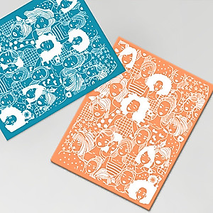 OLYCRAFT 4x5 Inch Woman Crowd Clay Stencils Fashionable Woman Silk Screen for Polymer Clay Star Silk Screen Stencils Mesh Transfer Stencils for Polymer Clay Jewelry Making